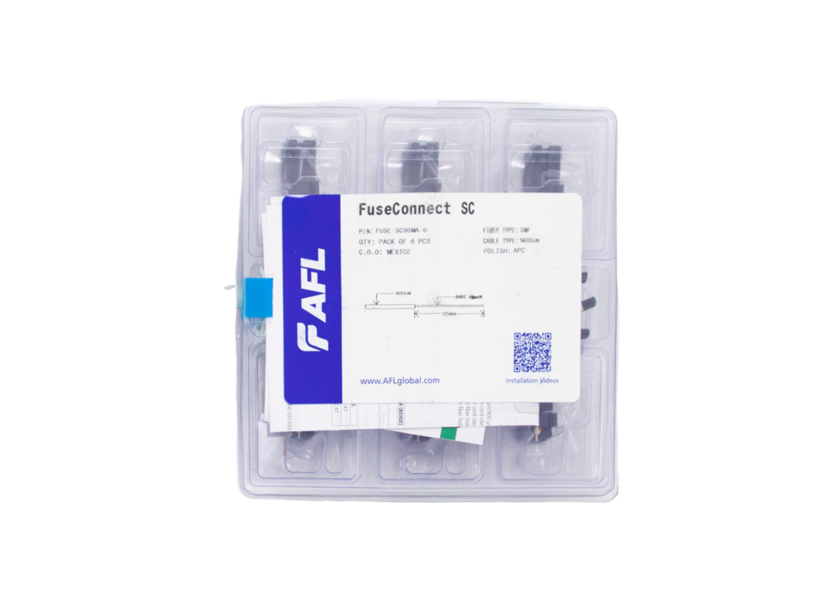 AFL FuseConnect FUSE-SC9SMA-6 APC SM (Green) 900 µm SC/APC Connector ...