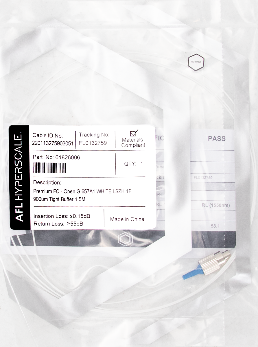 AFL Hyperscale PN 61826006 Premium FC Open G.657A1 White LSZH 1F 900um ...