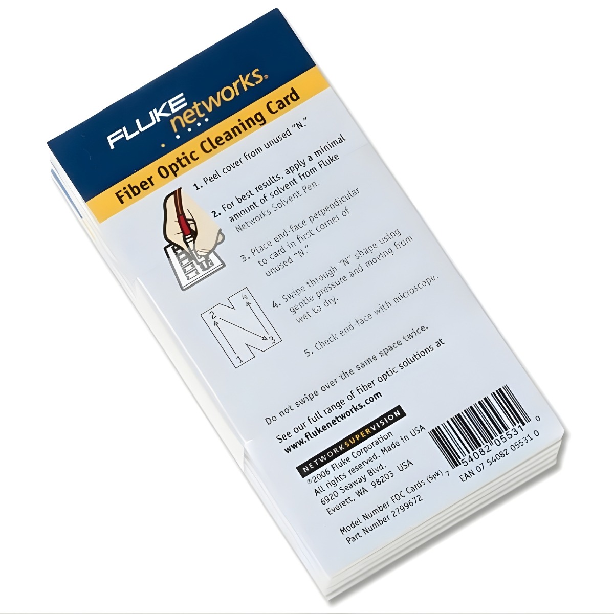 Fluke Networks NFC-CARDS-5PK – Fiber Optic Cleaning Cards